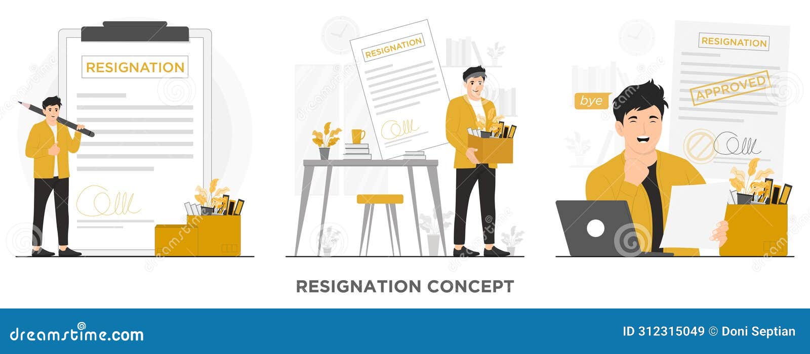 Flat Vector Resignation Concept Illustration Stock Vector ...