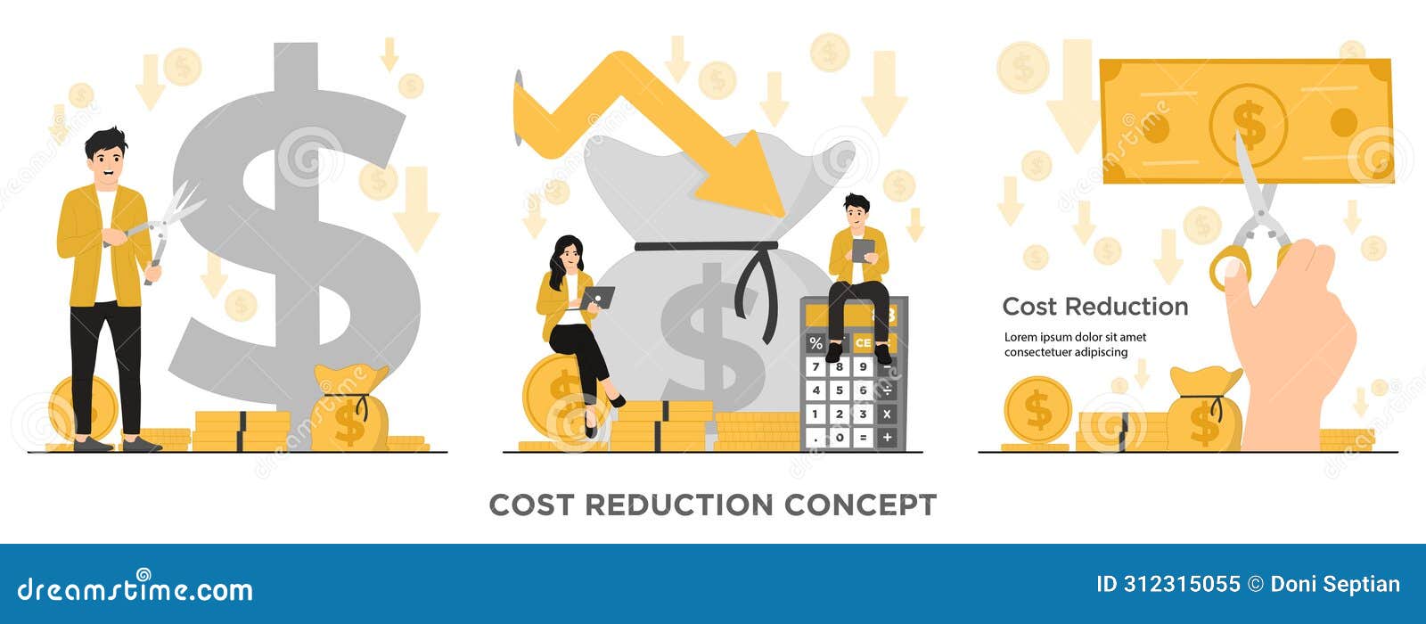 Flat Vector Costs Reduction Costs Cut Costs Optimization Business ...