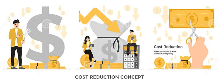Flat Vector Costs Reduction Costs Cut Costs Optimization Business ...