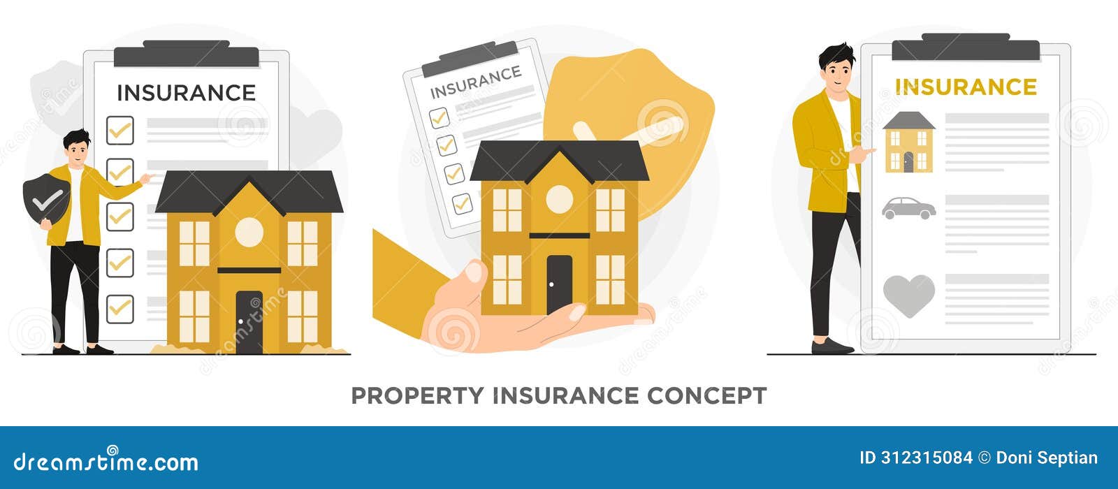 Flat Vector Property Insurance Concept Illustrator Stock Vector ...
