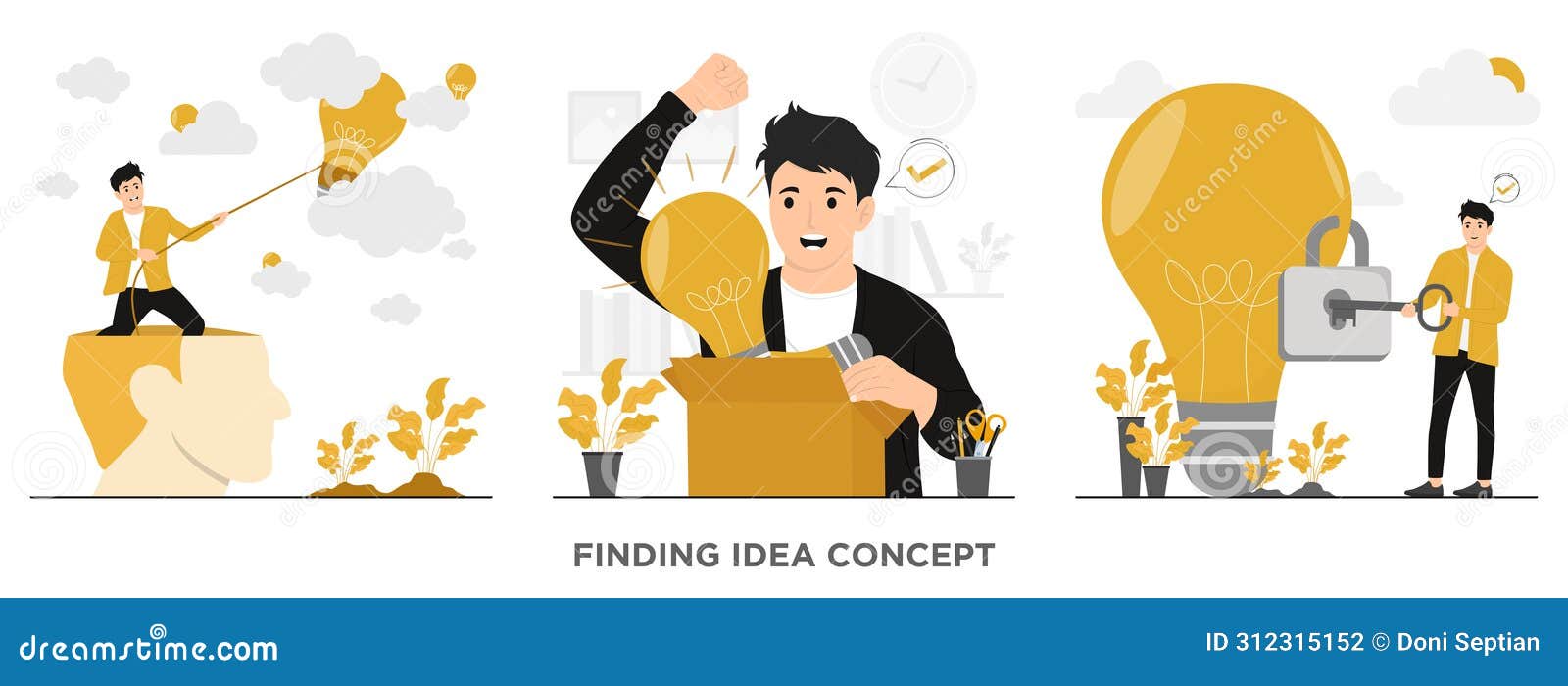 Flat Vector Idea Creativity Finding Idea Concept Illustrator Stock ...