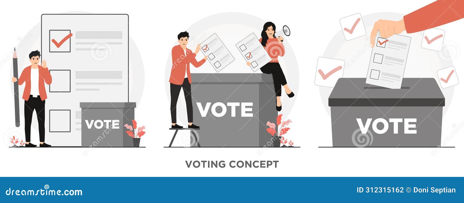 Flat Vector Elections Voting Concept Illustration Stock Vector ...