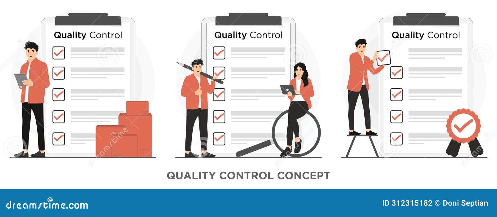 Flat Vector Product Quality Control Concept Illustration Stock Vector ...