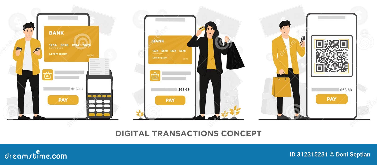 Flat Vector Online Payment Qr Code Scan Digital Payment Concept ...