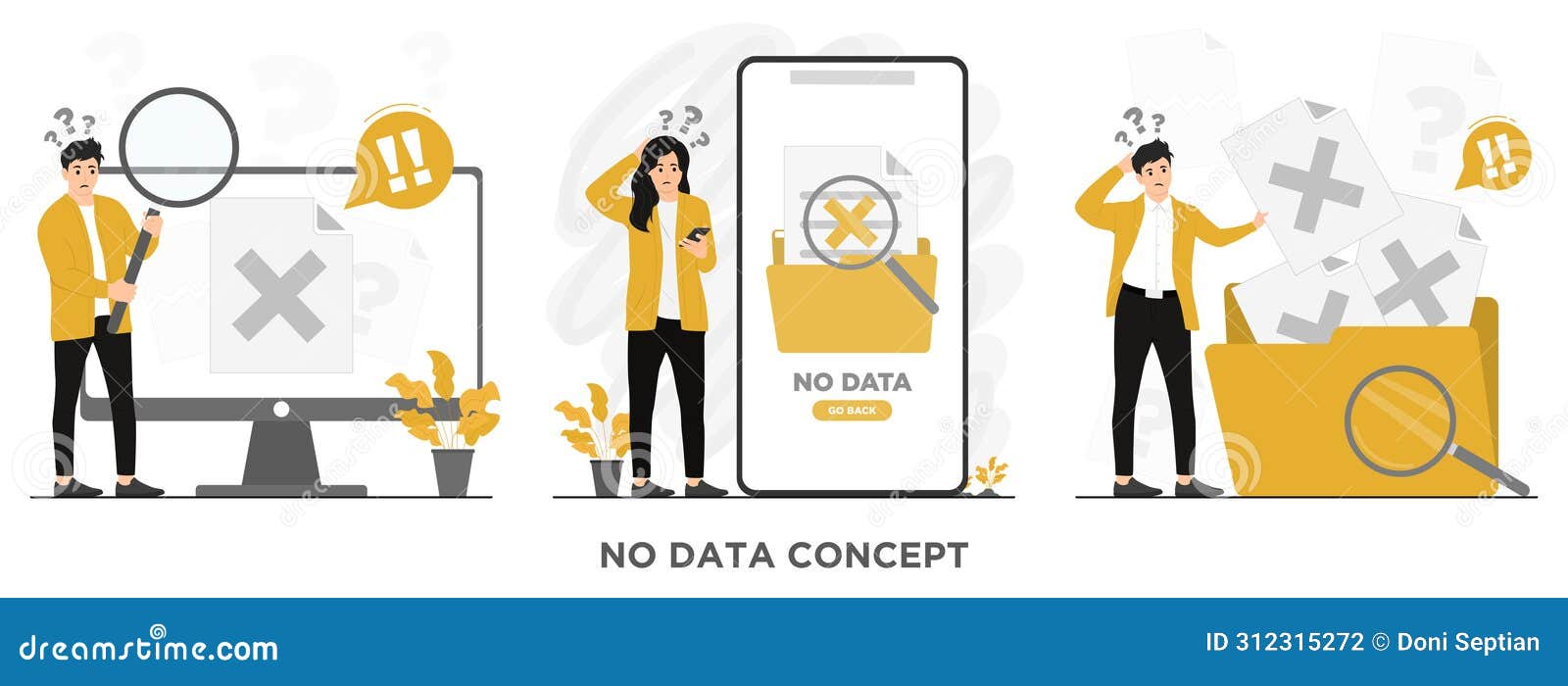 Flat Vector No Data Search Error Landing Concept Illustration Stock ...