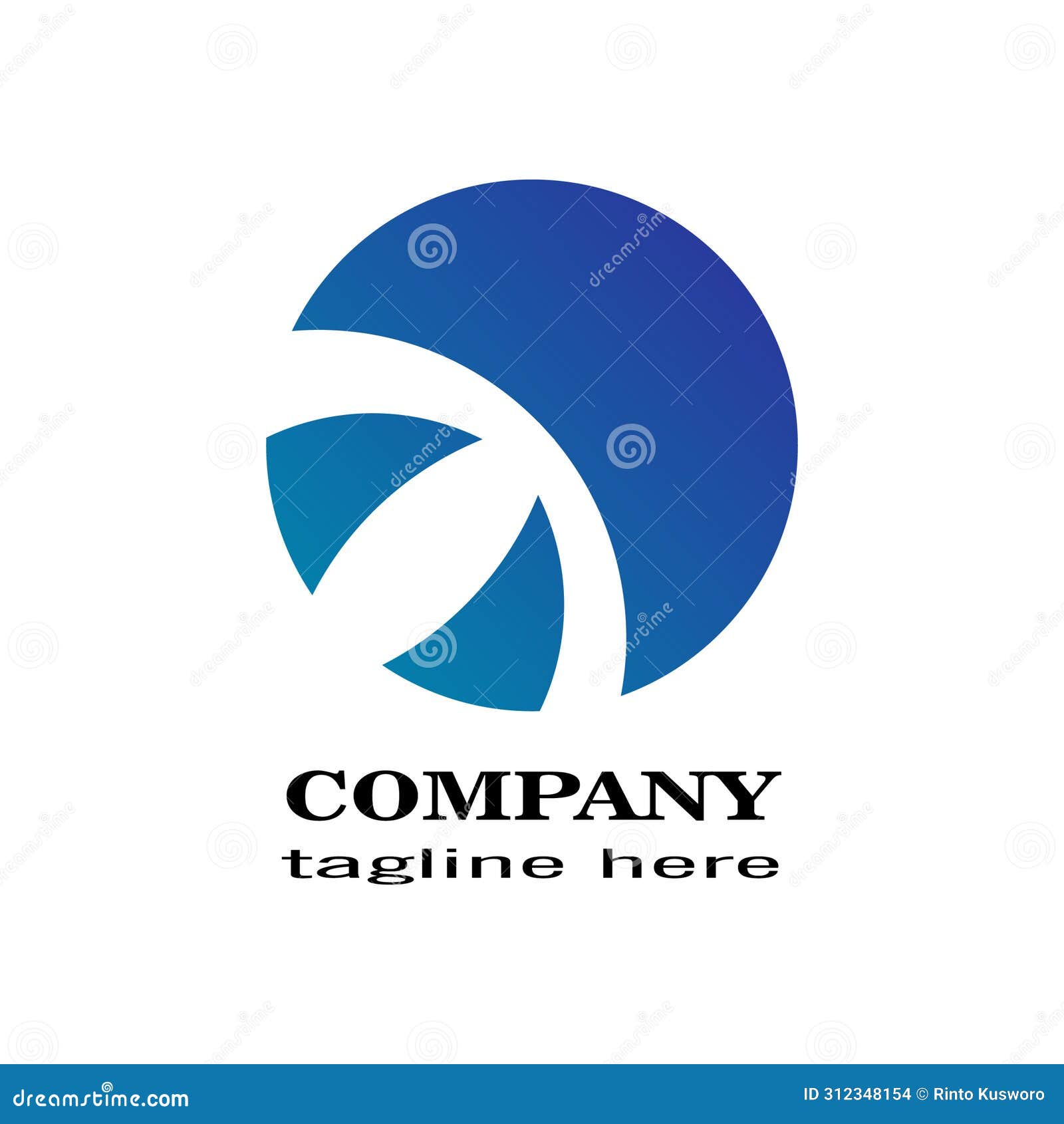 Abstract Glossy Blue Circle Logo Icon. Gradient Blue Stock Vector ...