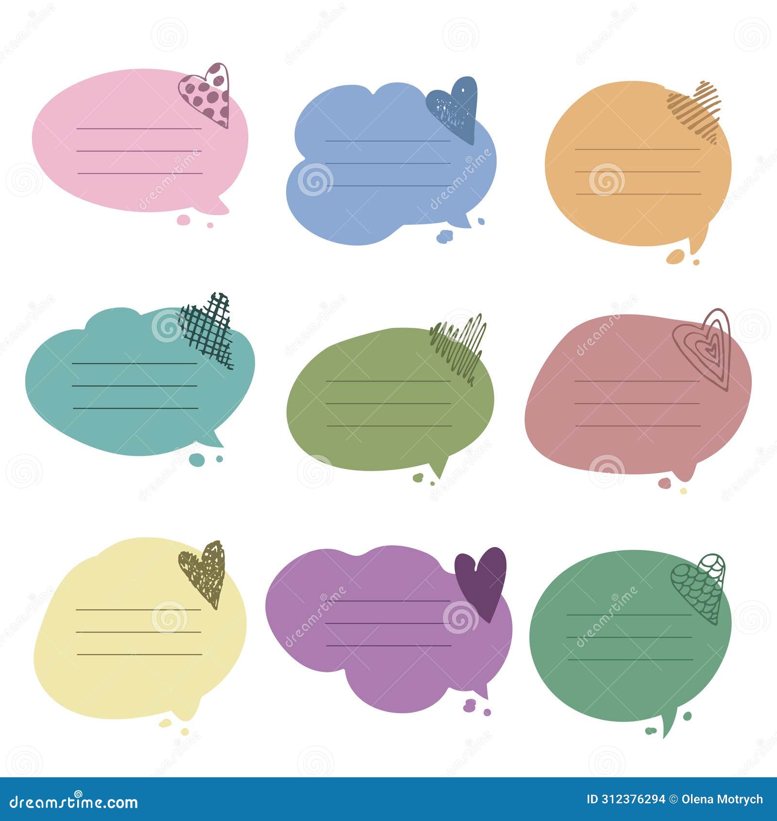 Vector Set with Cute Talk Bubbles, Stickers Different Colors. Stock ...