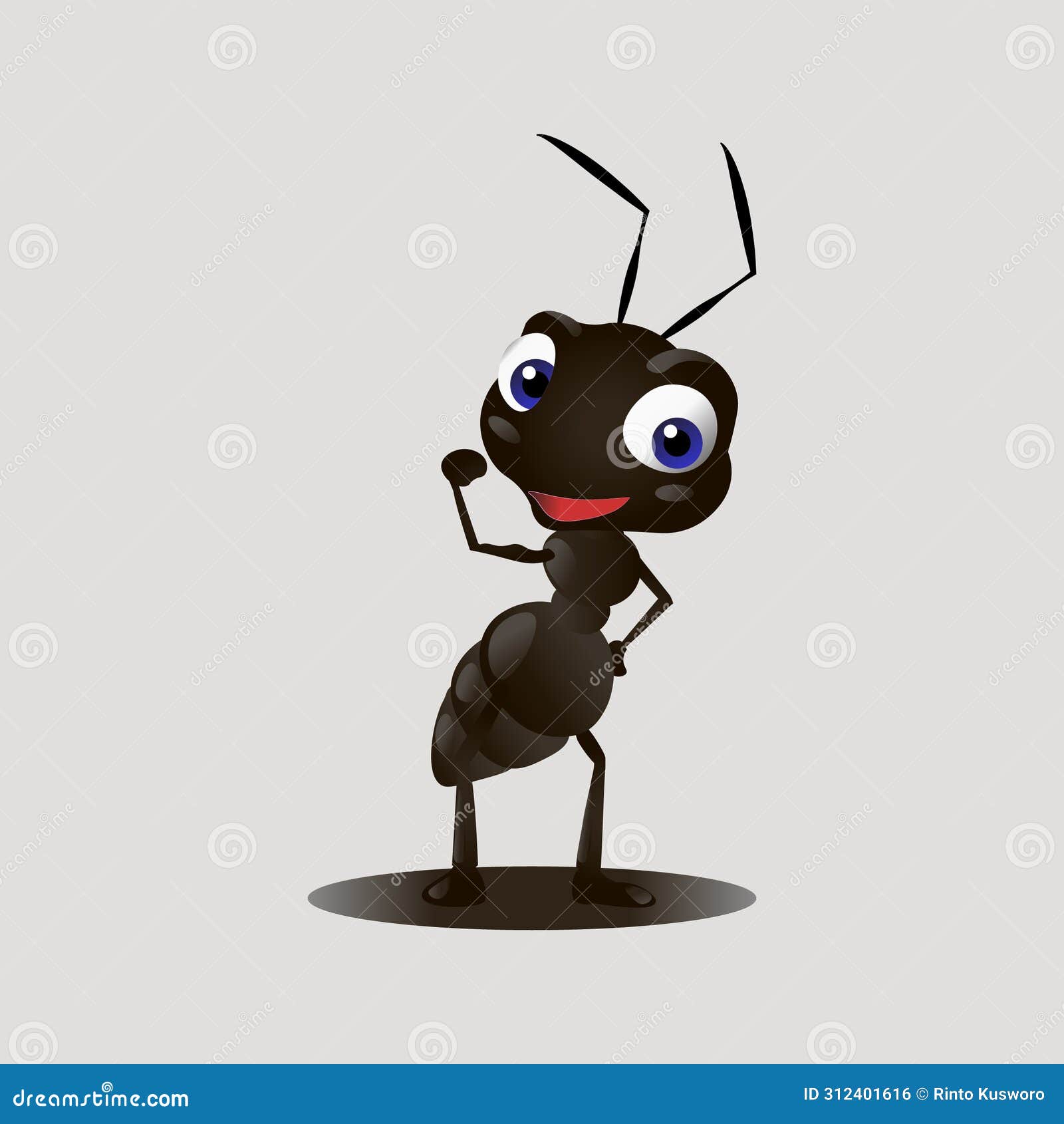 Cartoon Black Ant Vector. Cute Ant Character. Happy and Fun Ant Stock ...