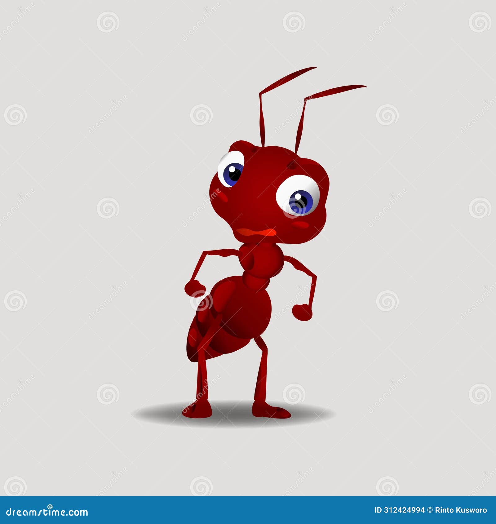 Red Ant Cartoon. Cute Character Ant Stock Vector - Illustration of ...