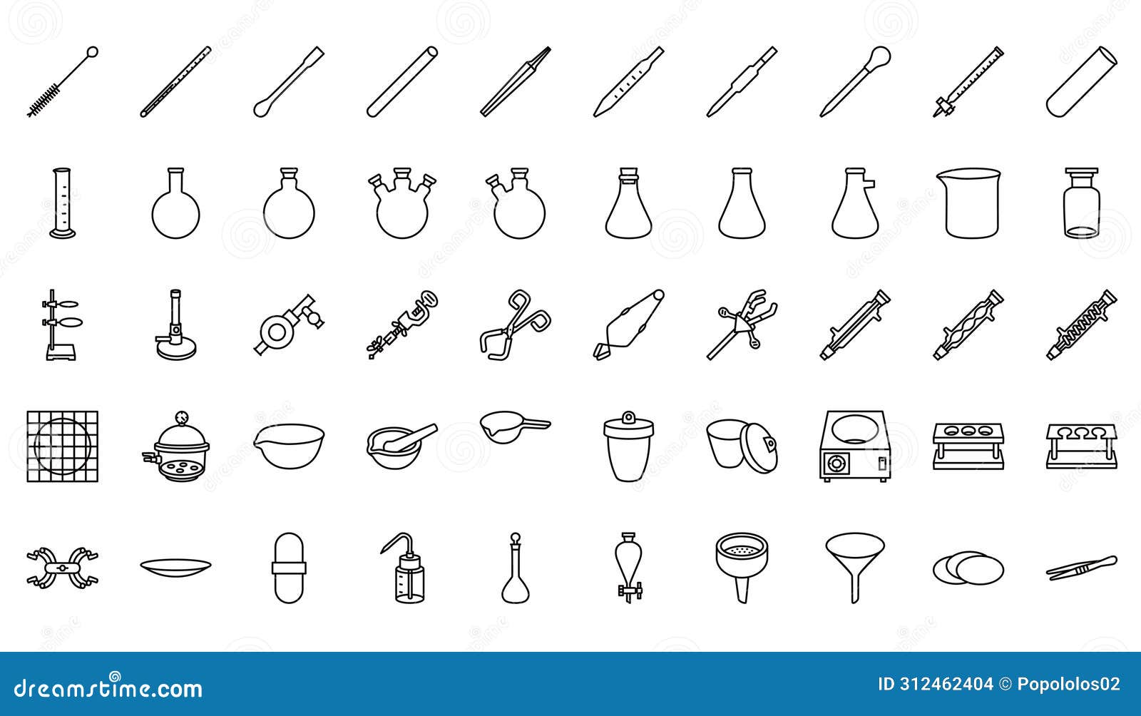 Set of Laboratory Equipment Line Icons. Stock Vector - Illustration of ...