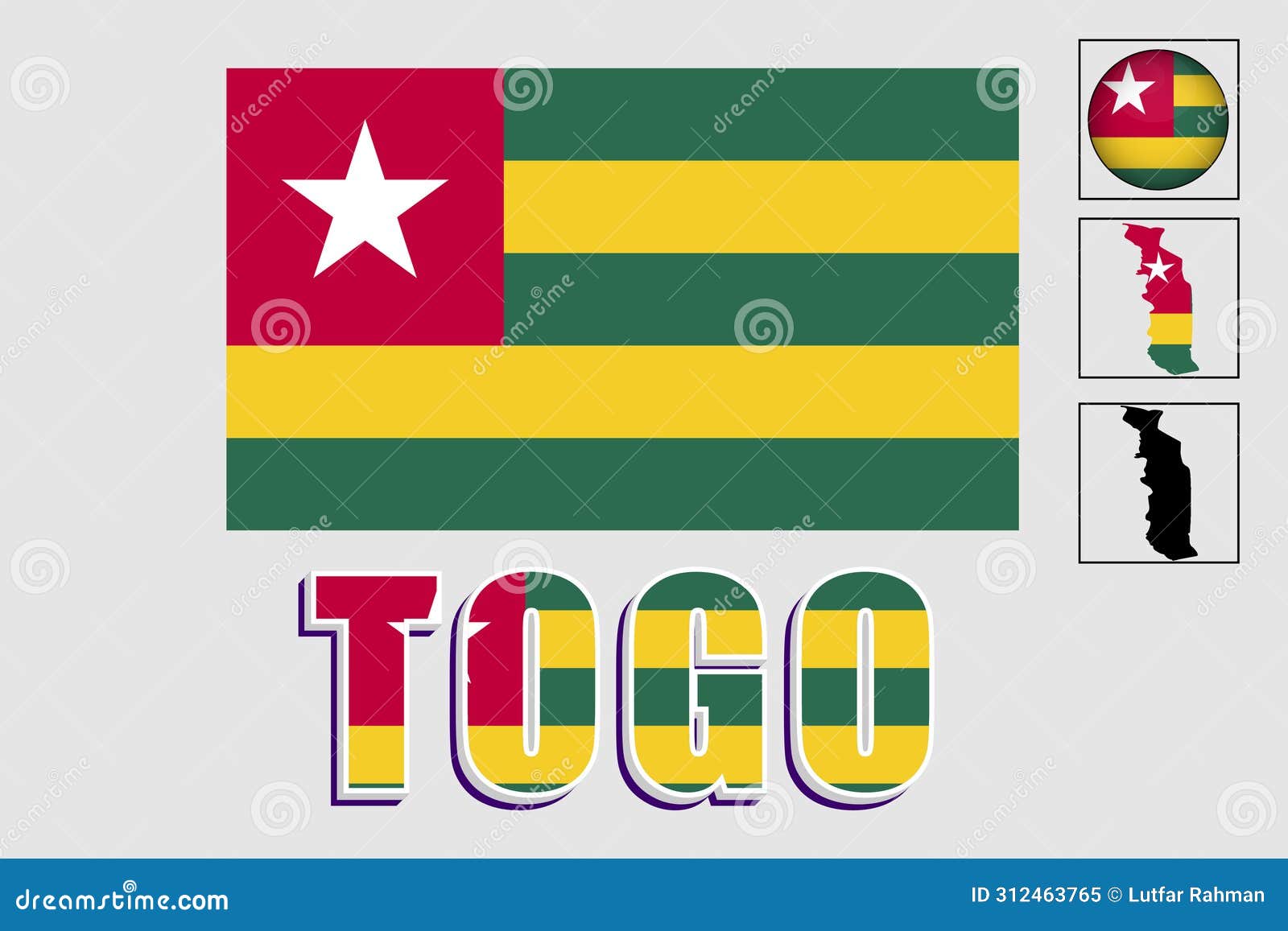 Togo Flag and Map in a Vector Graphic Stock Vector - Illustration of ...