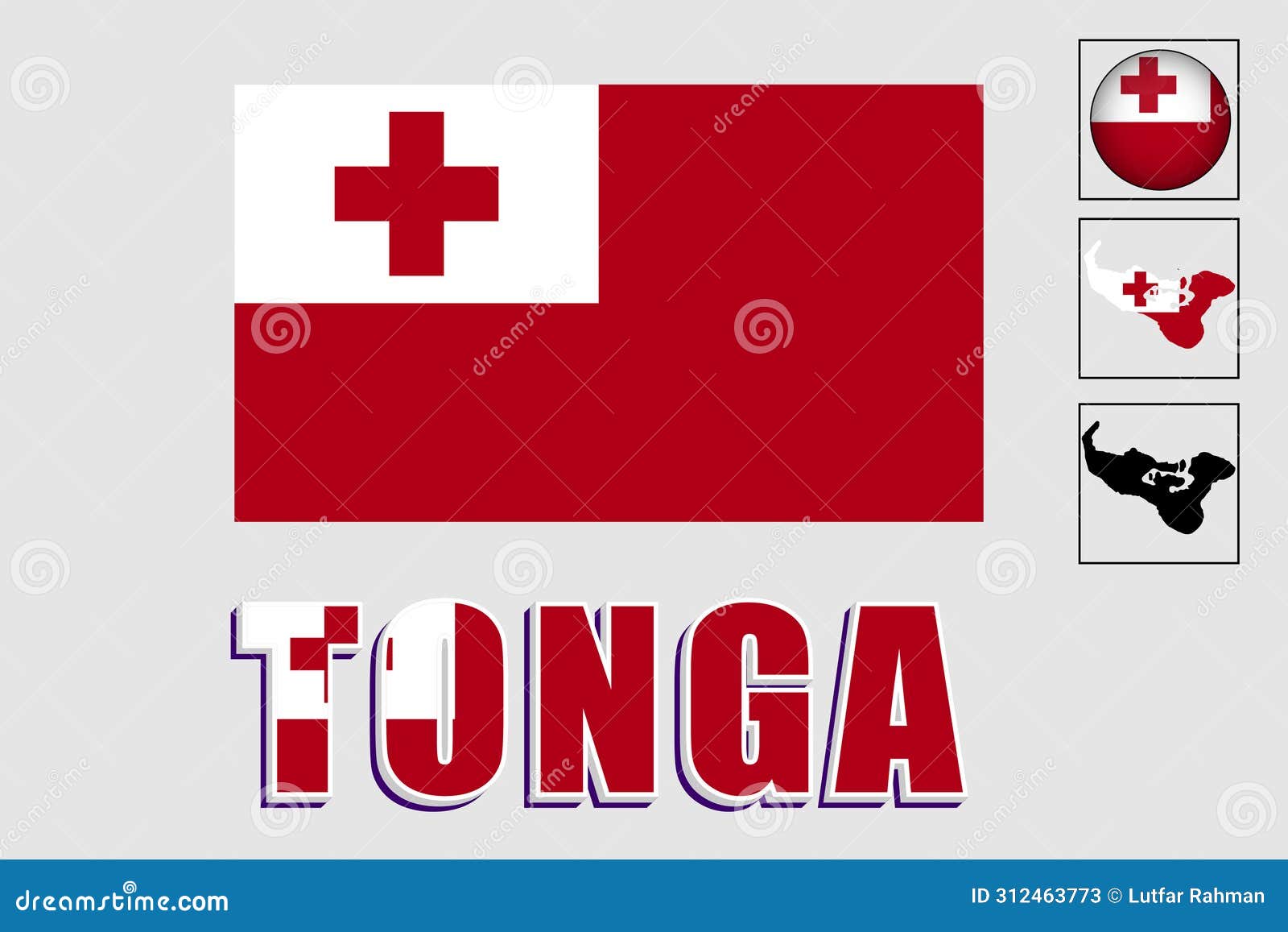 Tonga Flag and Map in a Vector Graphic Stock Vector - Illustration of ...