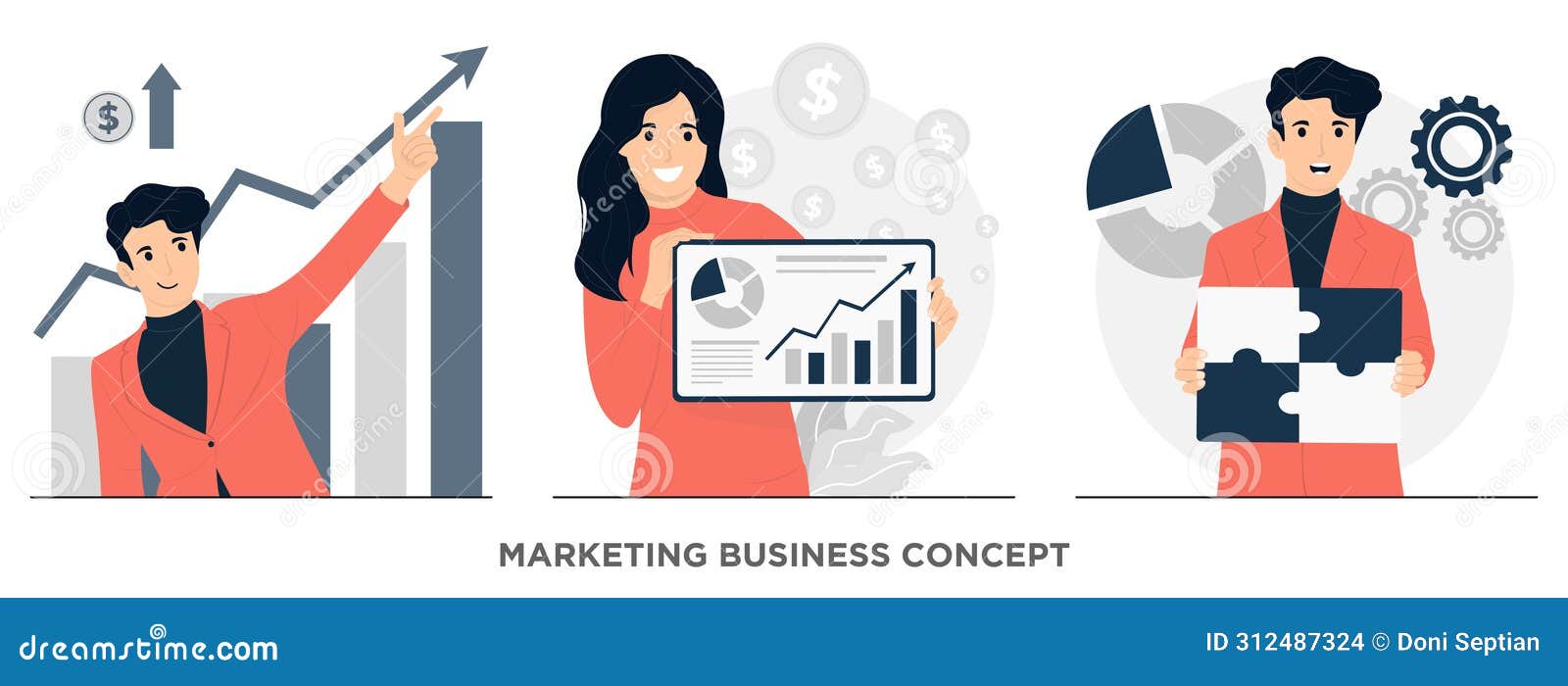 Flat Vector Marketing Concept Illustration Stock Vector - Illustration of social, isolated ...