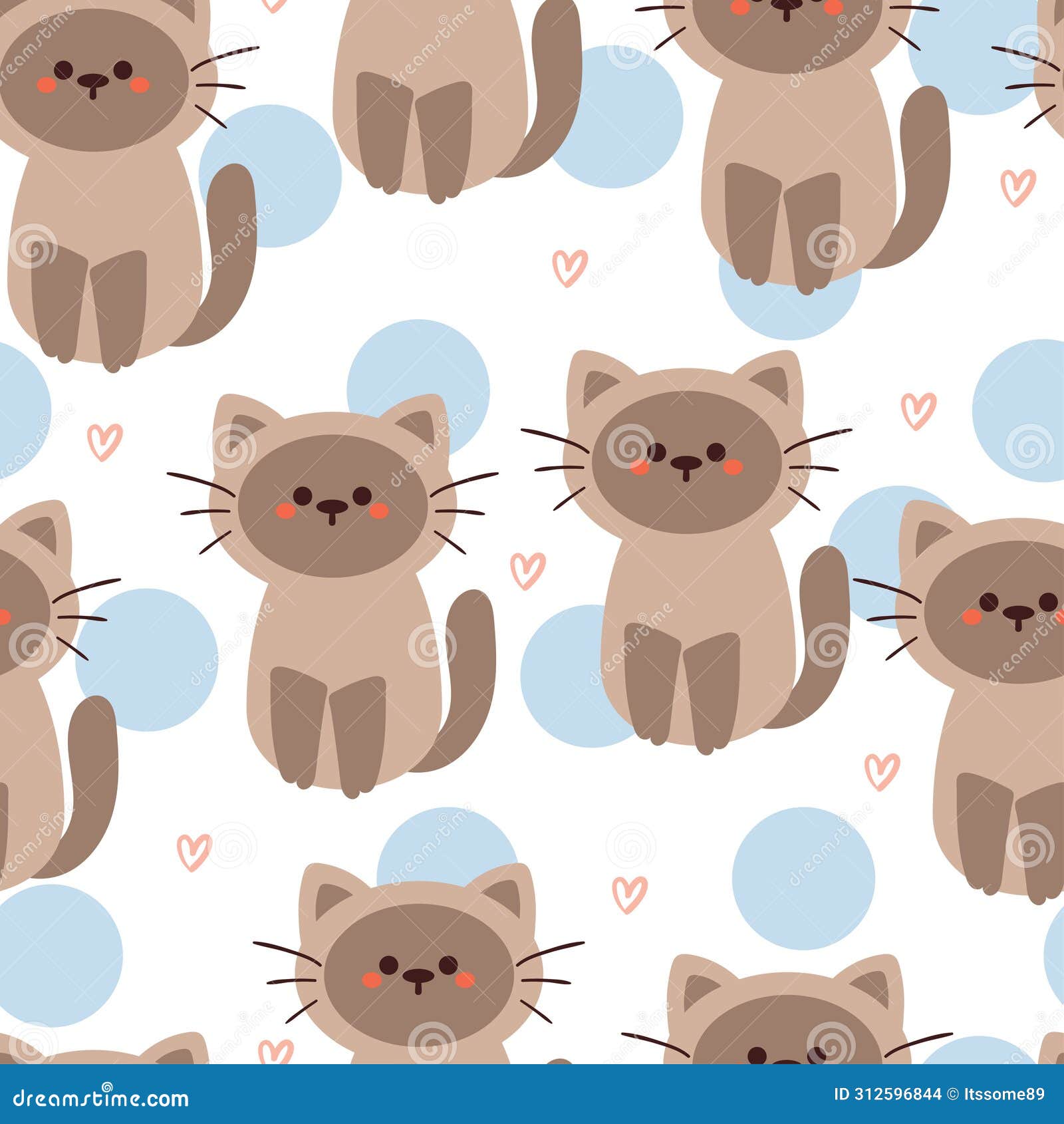 Seamless Pattern Cartoon Cats Stock Vector - Illustration of character ...
