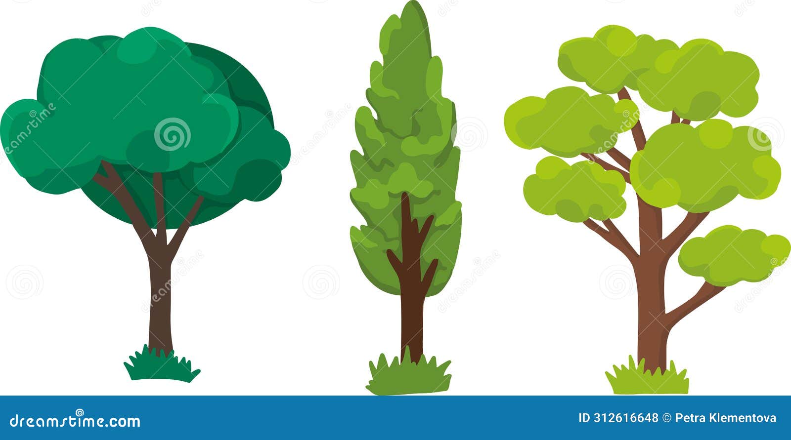 Design of Three Trees Vector Illustration Stock Vector - Illustration ...