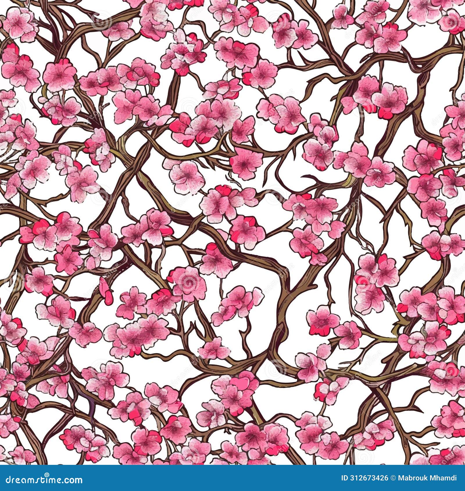 Sakura Blossom Interlace Seamless Pattern Stock Illustration ...