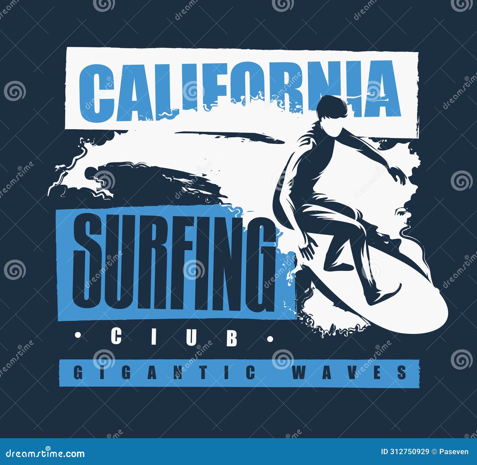 Poster for a Californian Surf Club Stock Illustration - Illustration of ...
