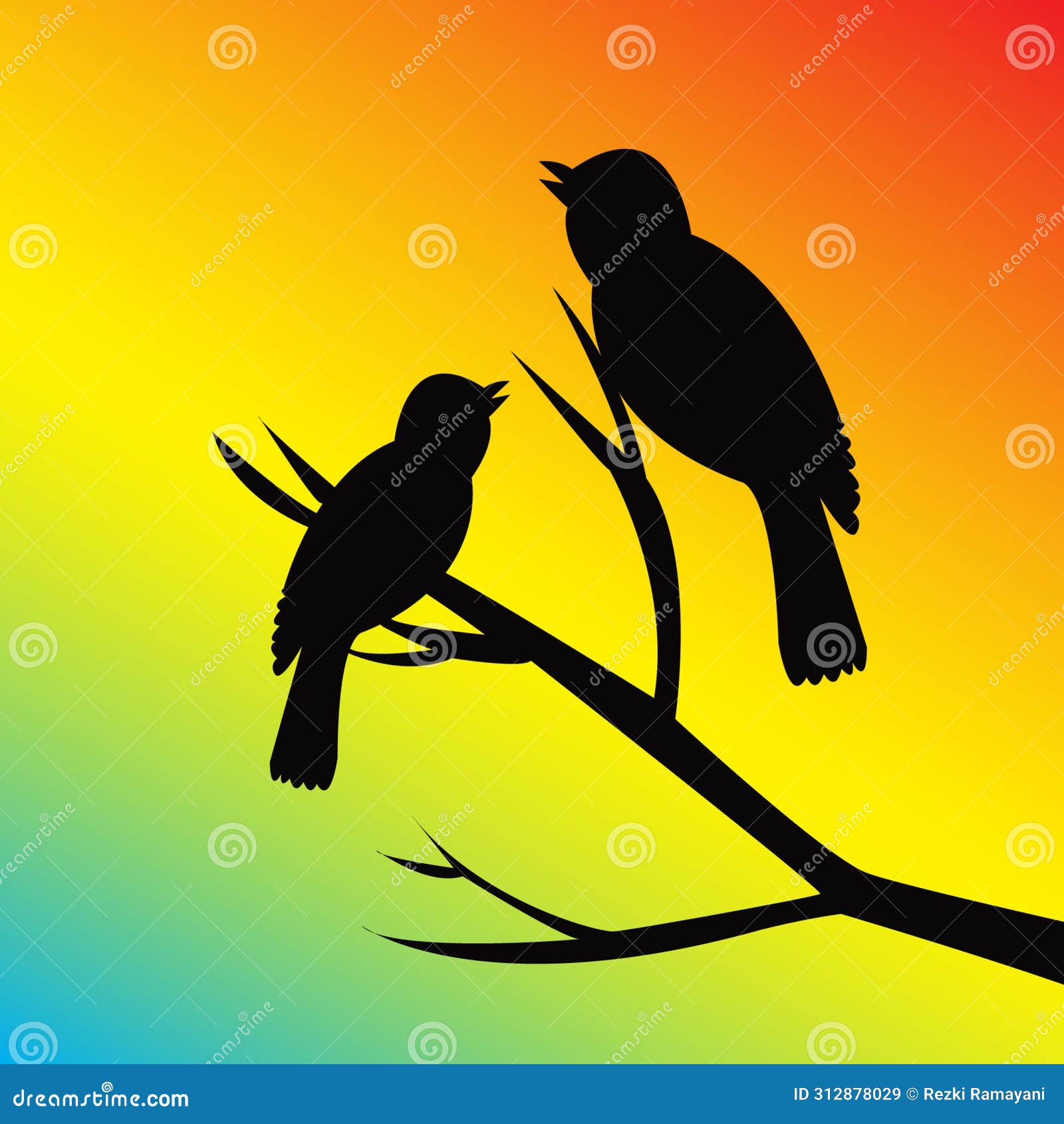 Silhouette Two Bird on Branch Vector Design Stock Vector - Illustration ...