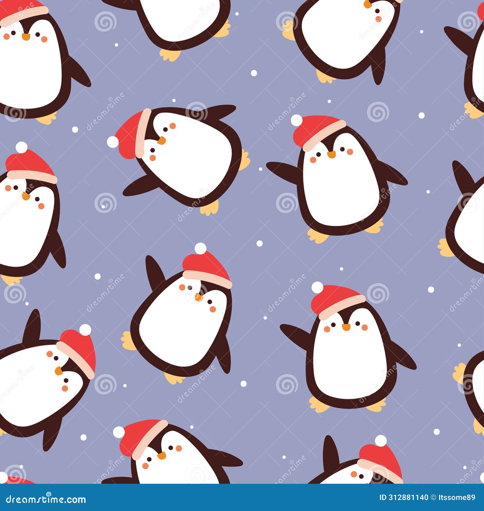 Seamless Pattern Cartoon Penguin Stock Vector - Illustration of ...
