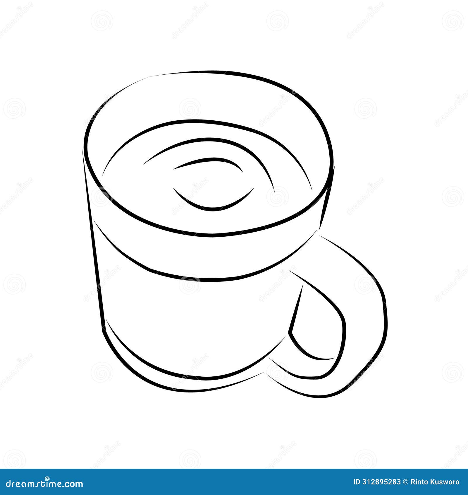 Coffee or Tea Cup Line Art Drawing. Glass Stock Vector - Illustration ...