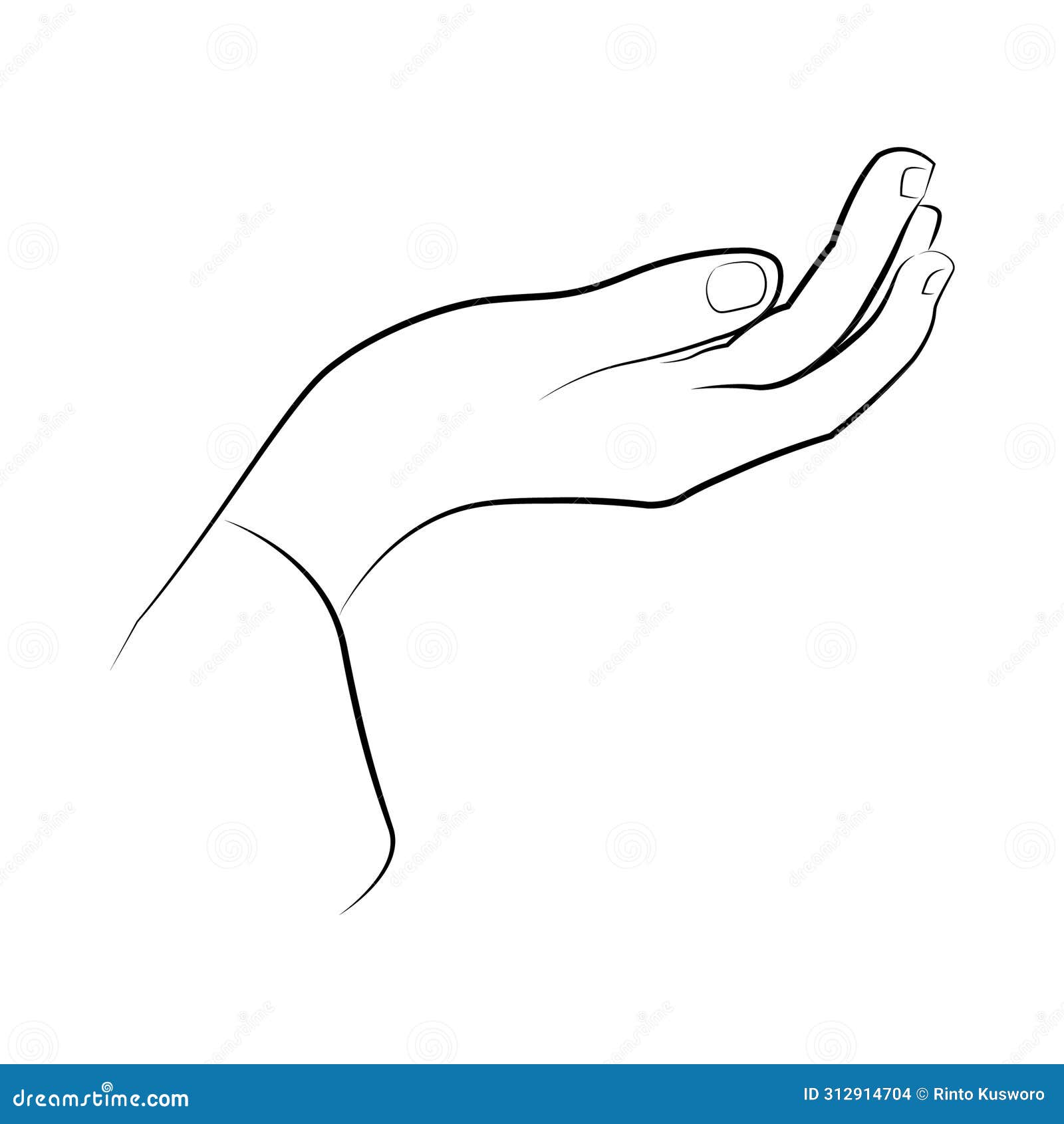 Female Hand Line Art. Simple Sketch Design. Cartoon Stock Vector ...