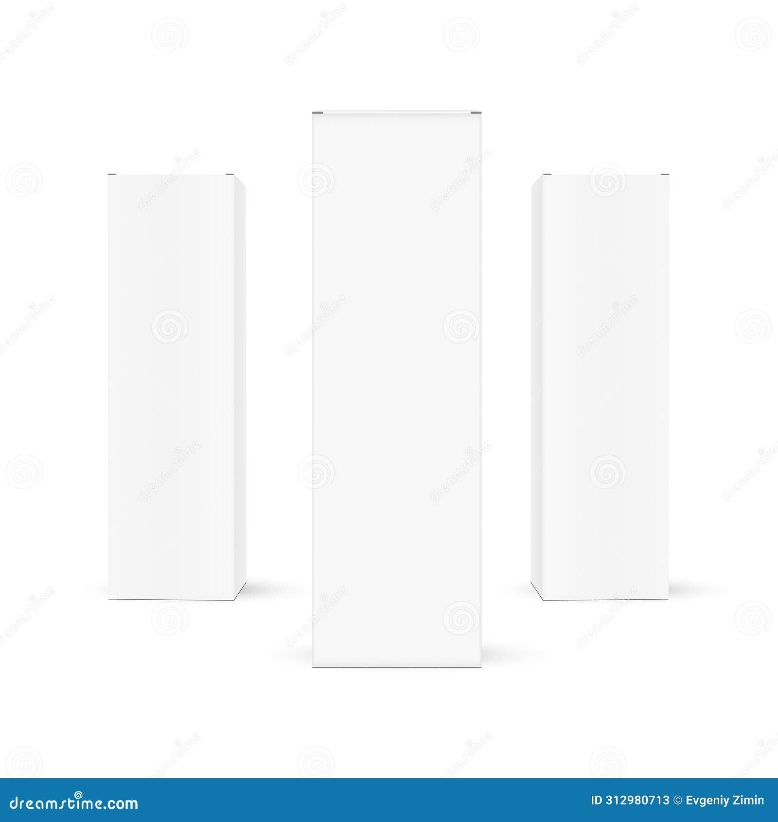 Three Tall Rectangular Packaging Boxes, Front View Stock Vector ...