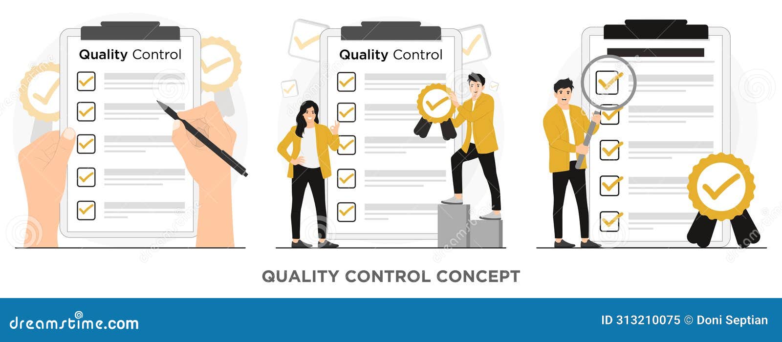 Flat Vector Product Quality Control Concept Illustration Stock Vector ...