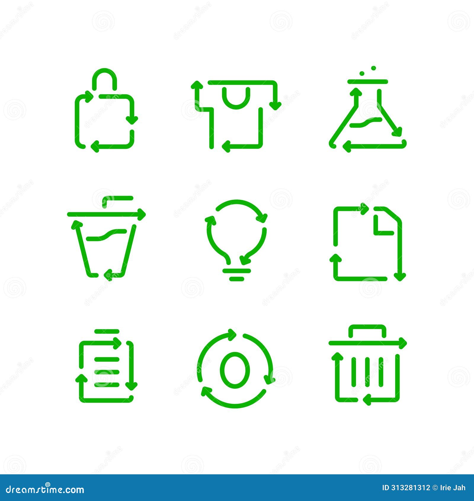 Reusable and Recyclable Goods. Ecologic Lifestyle. Set of Icons. Vector ...