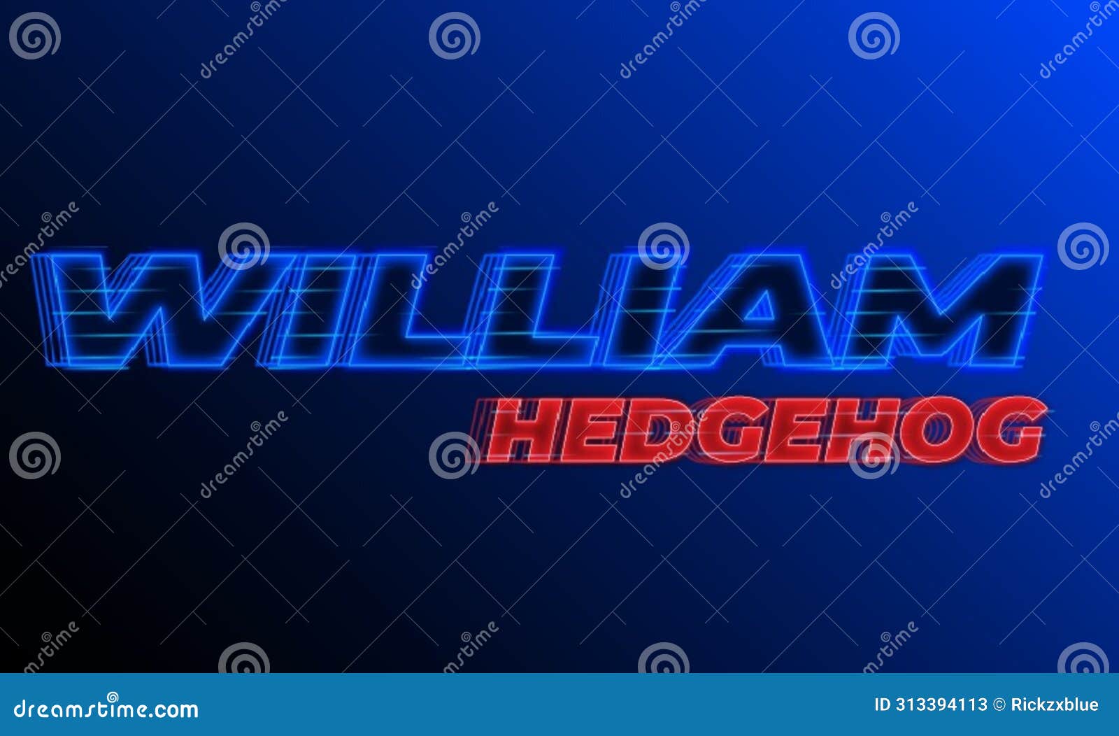 WILLIAM Hedgehog Name Neon Effect Stock Illustration - Illustration of ...