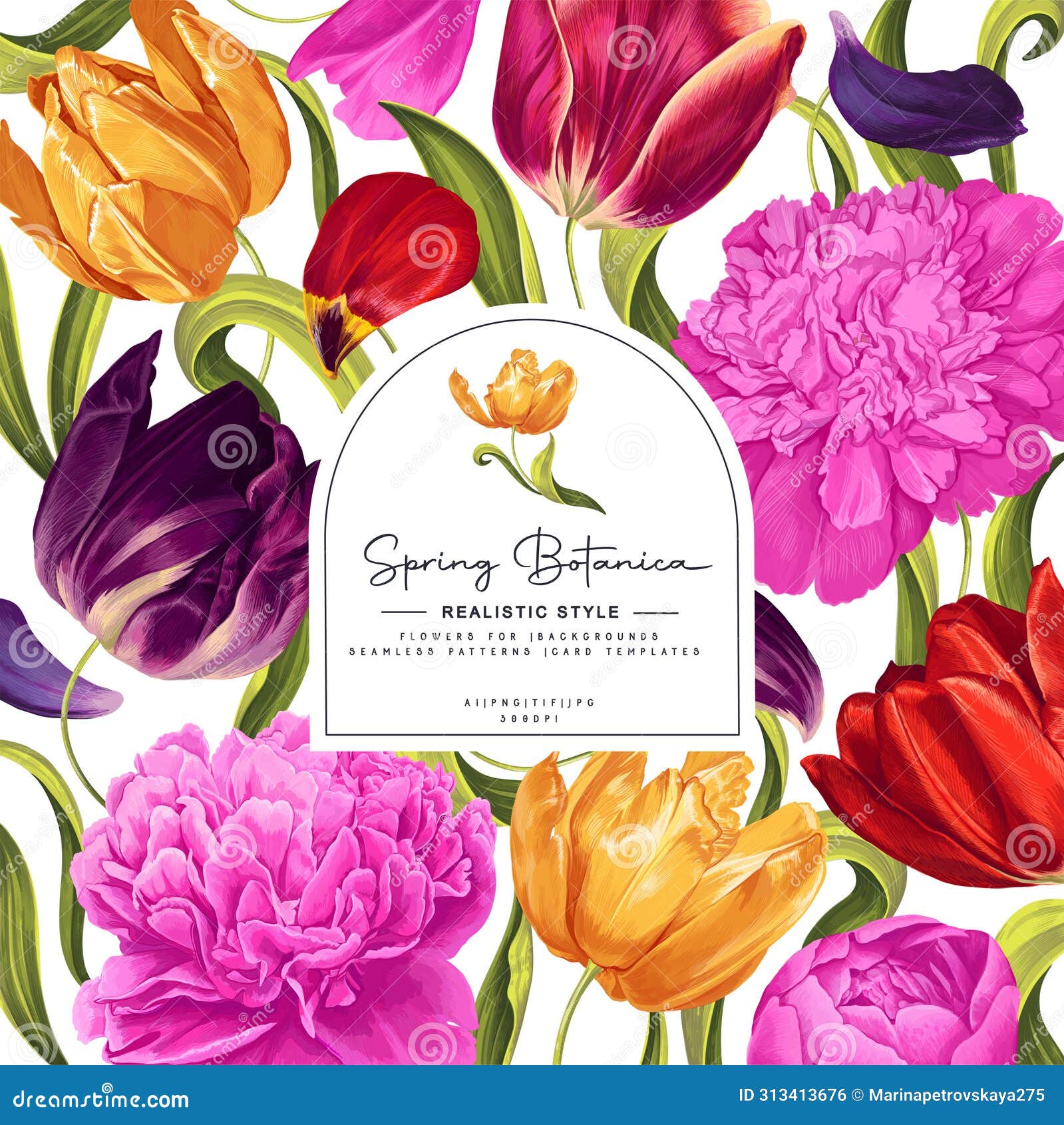 Spring Pattern with Realistic Botanical Elements. Stock Vector ...