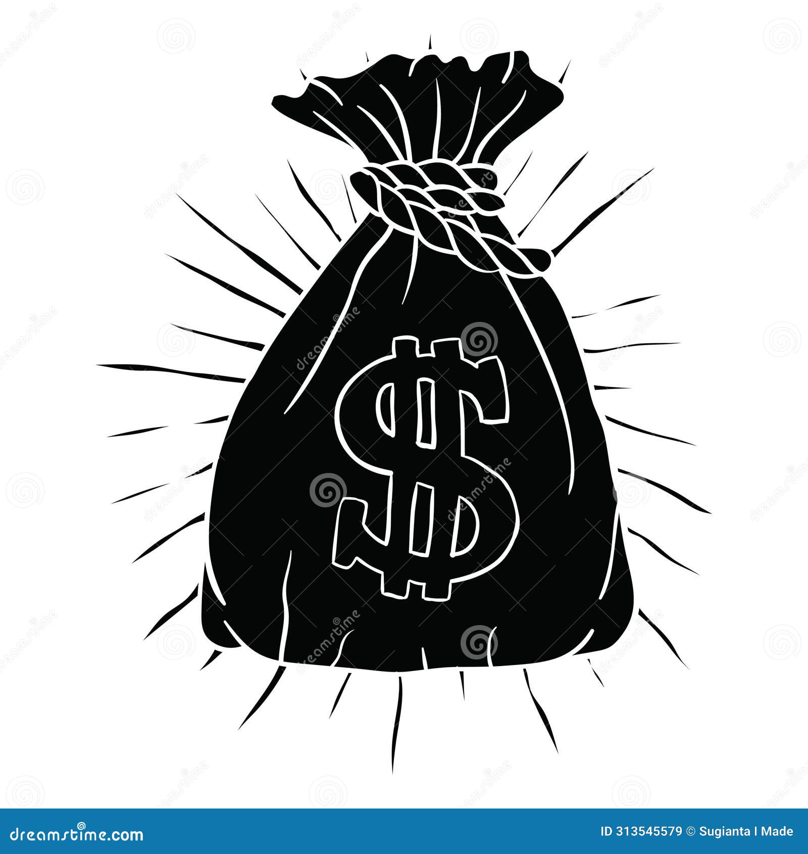 Money bag icon vector stock vector. Illustration of symbol - 313545579