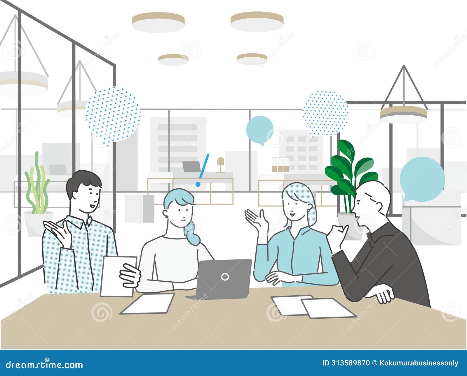 Team Work - Business People are Working at an Office -vector ...