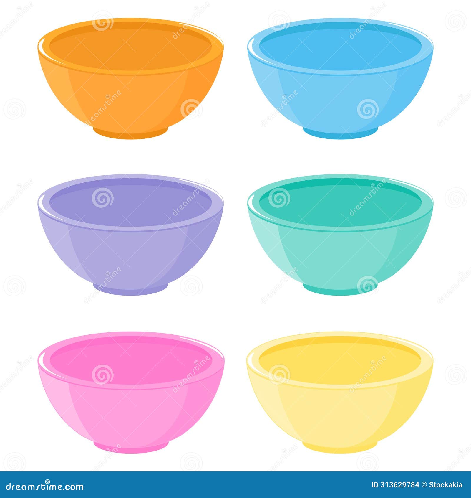 Empty Bowls for Food. Plastic or Ceramic Bowl on White Background ...