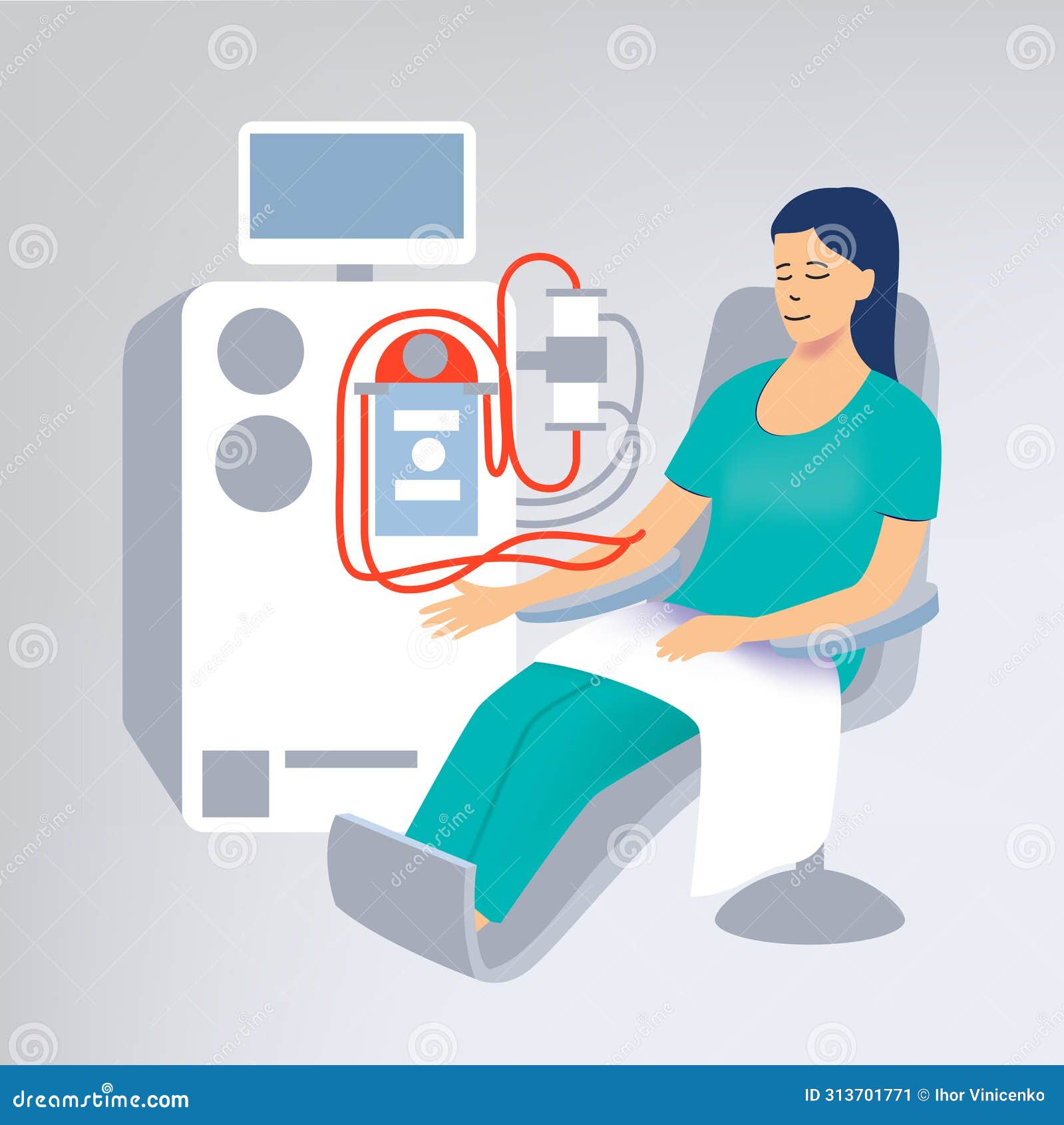 Hemodialysis, Artificial Blood Purification. The Girl, A Patient, Is ...