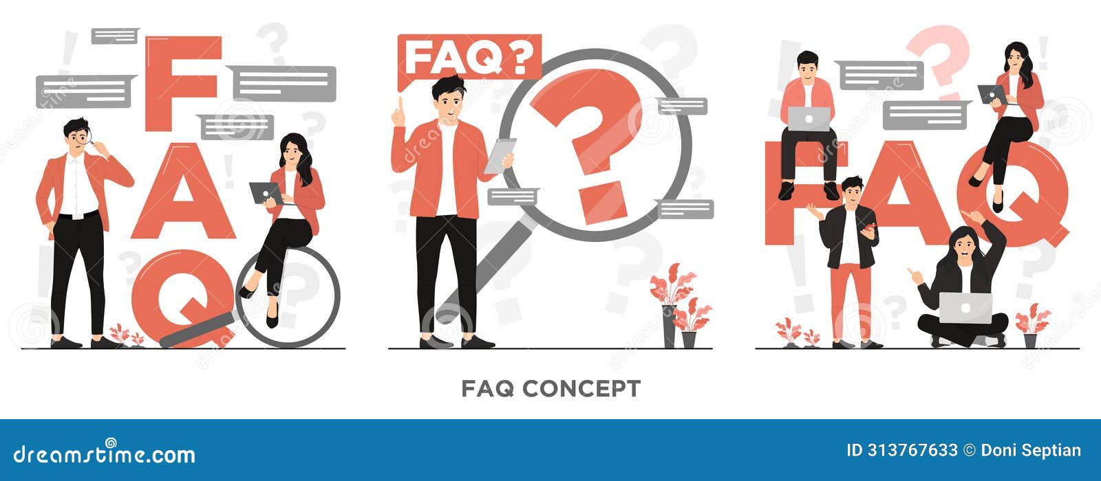 Flat Vector Faq Faqs Concept Illustration Stock Vector - Illustration ...