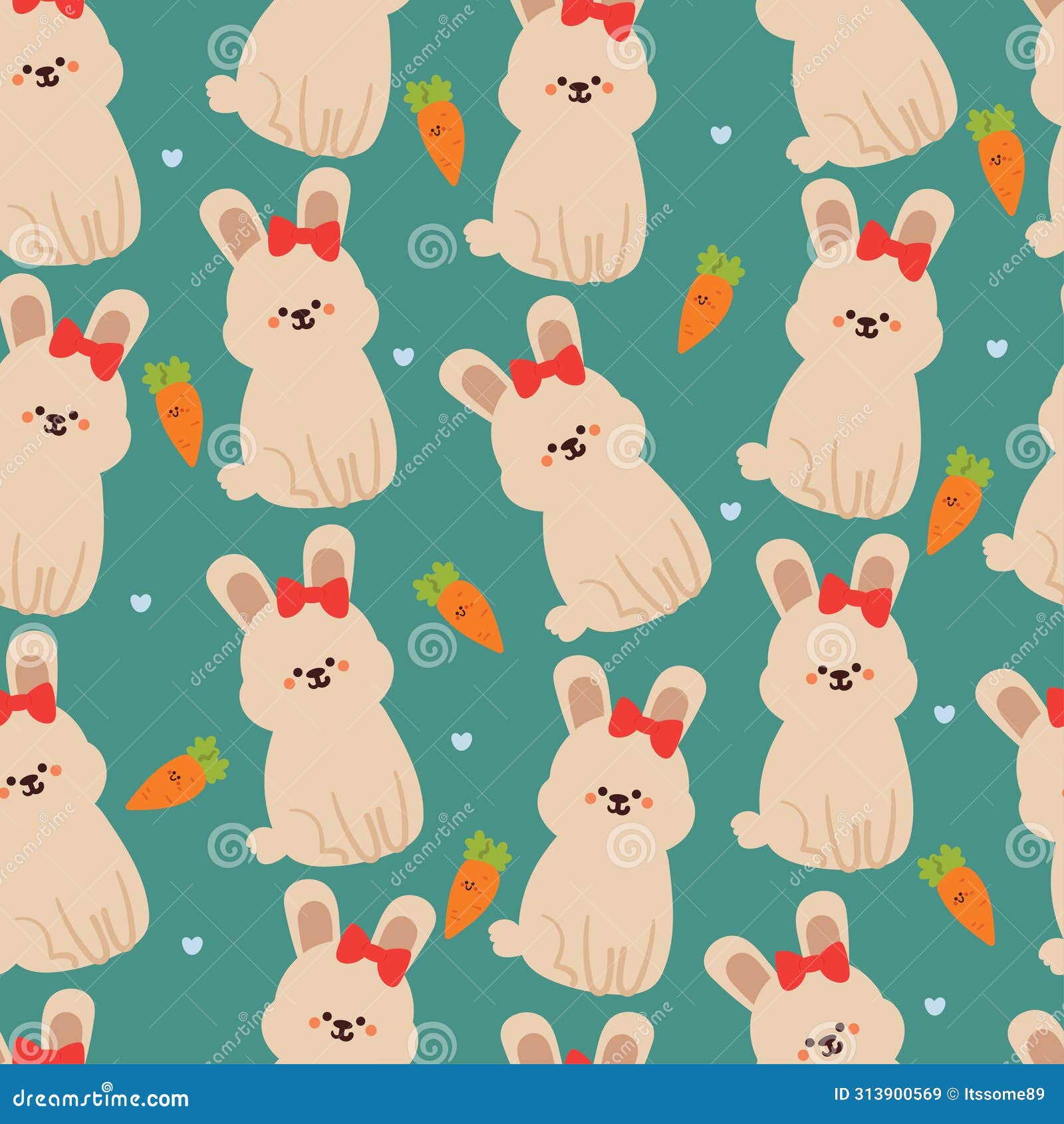 Seamless Pattern Cartoon Bunny and Carrot Stock Vector - Illustration ...