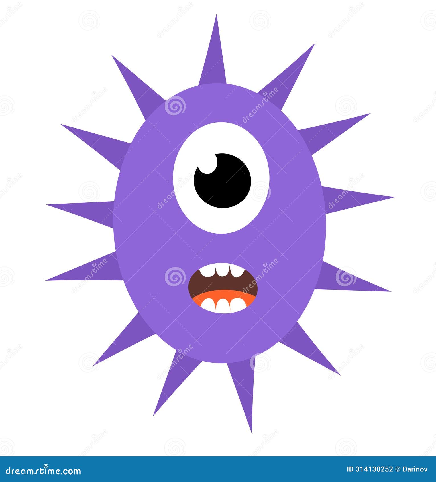 Cute Cartoon Purple Character Bacteria, Microbe, Germ. Microbiology ...