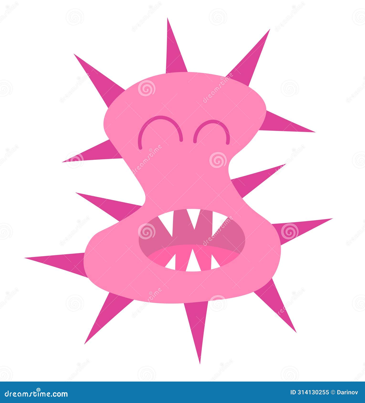 Cute Cartoon Pink Character Bacteria, Microbe, Germ. Microbiology ...