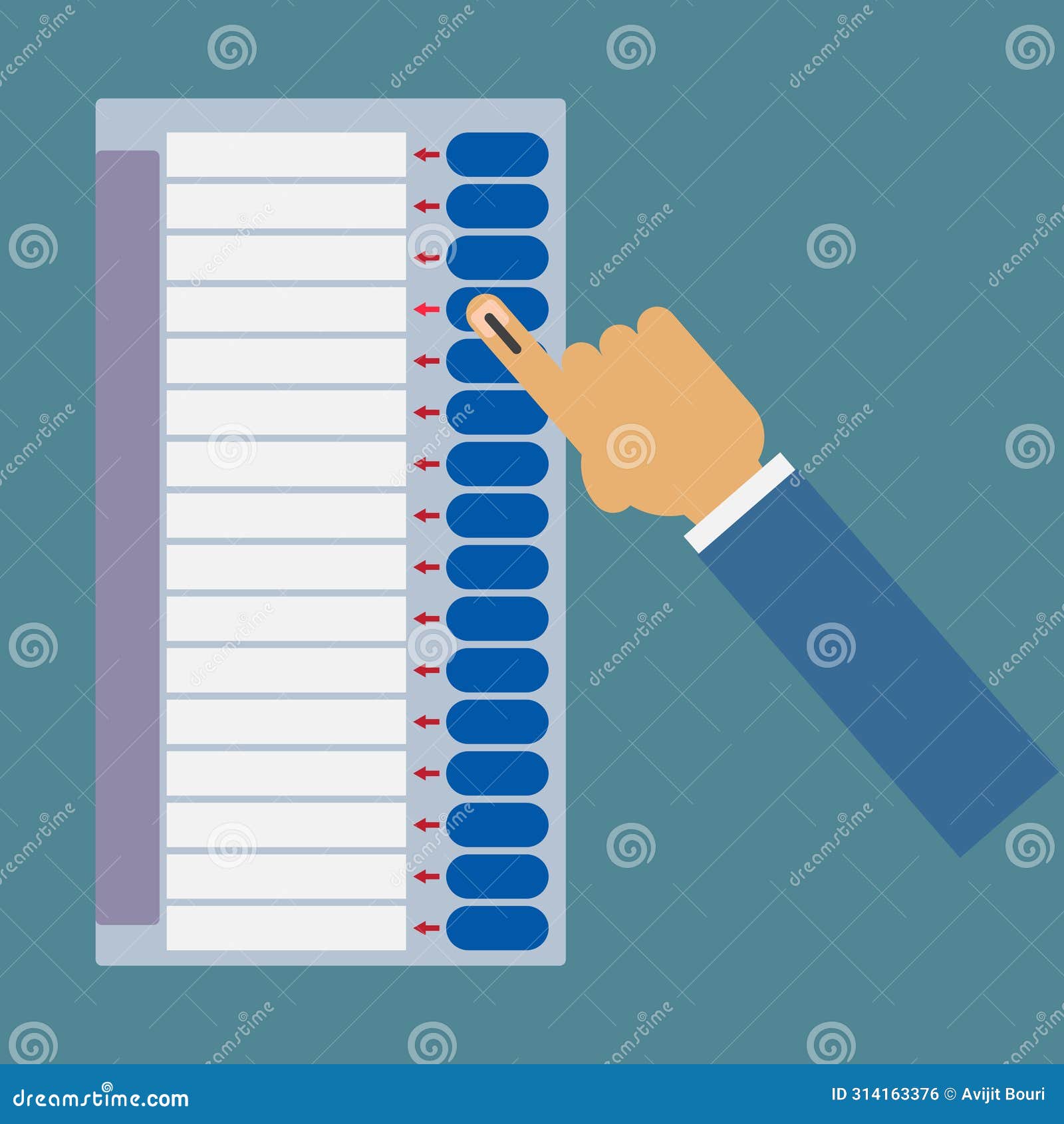 Electronic Voting Machine with a Hand. Vector Illustration. Stock ...