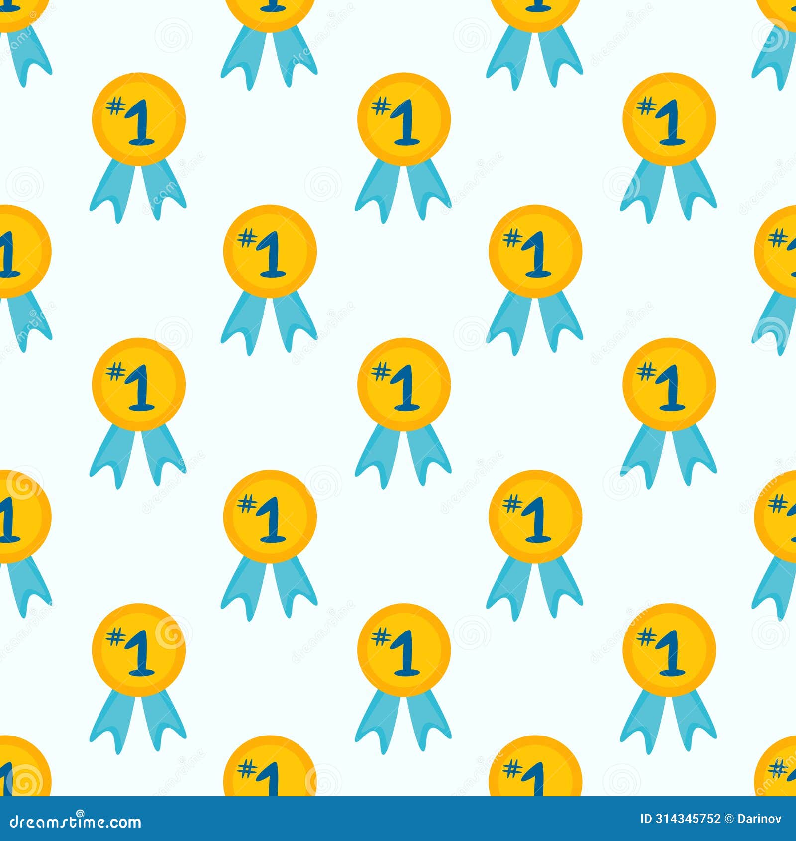 Seamless Pattern with Medal Number One. Vector Flat Illustration. Stock ...