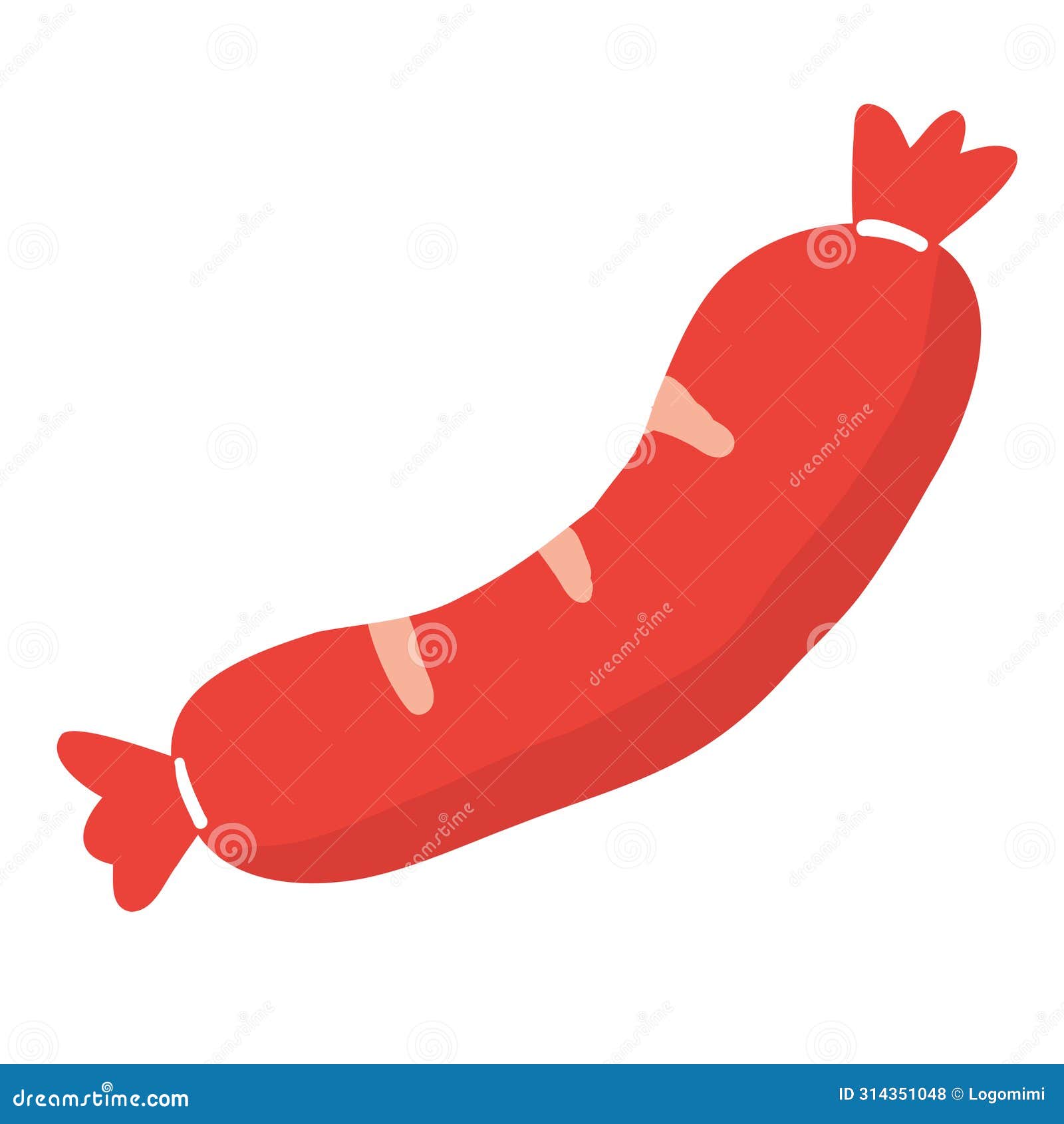 Cartoon Sausage Illustration in Flat Design Style, Banger or ...