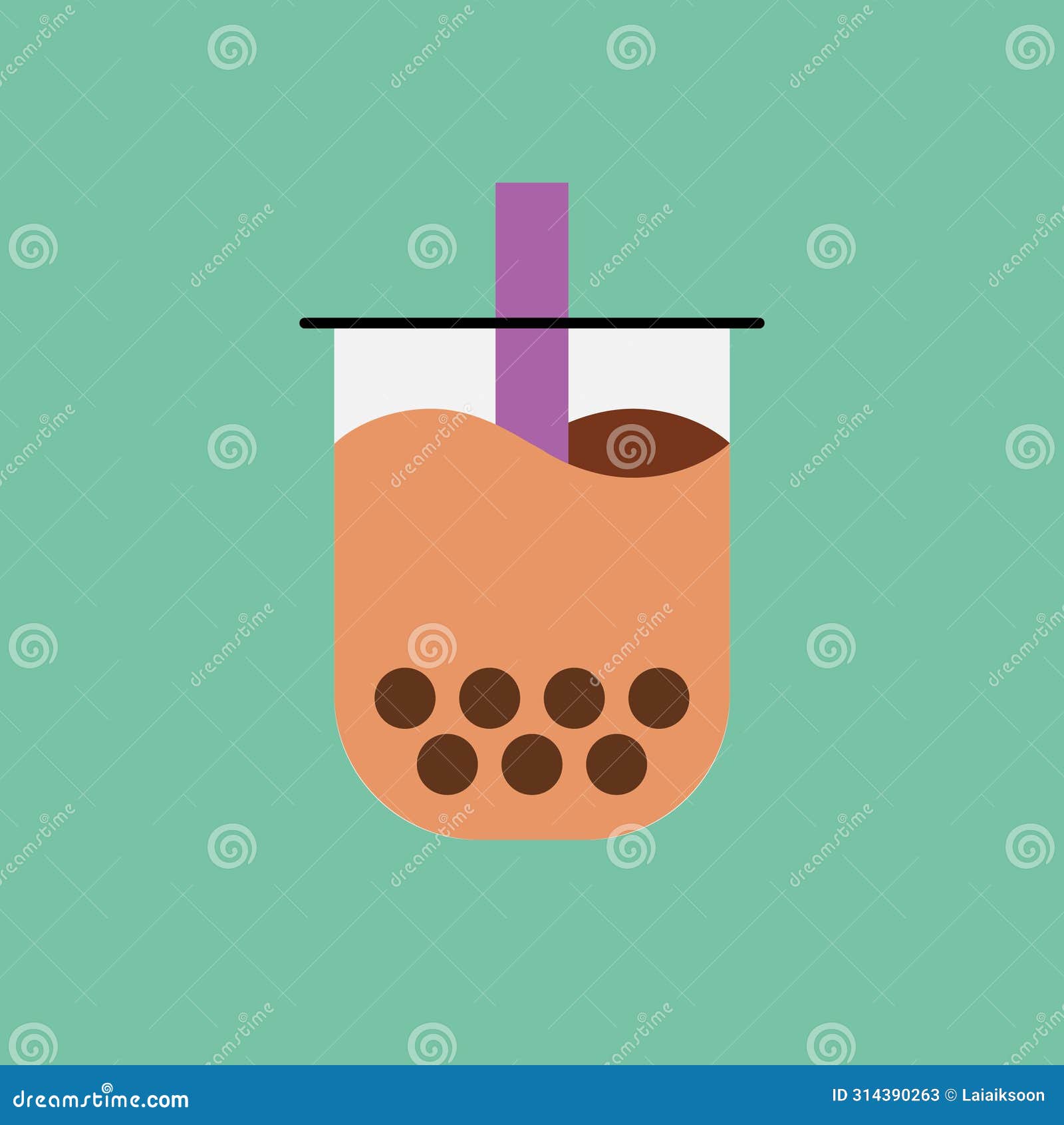 Bubble Tea Icon. Boba Tea with Tapioca Pearls. Asian Taiwanese Drink ...
