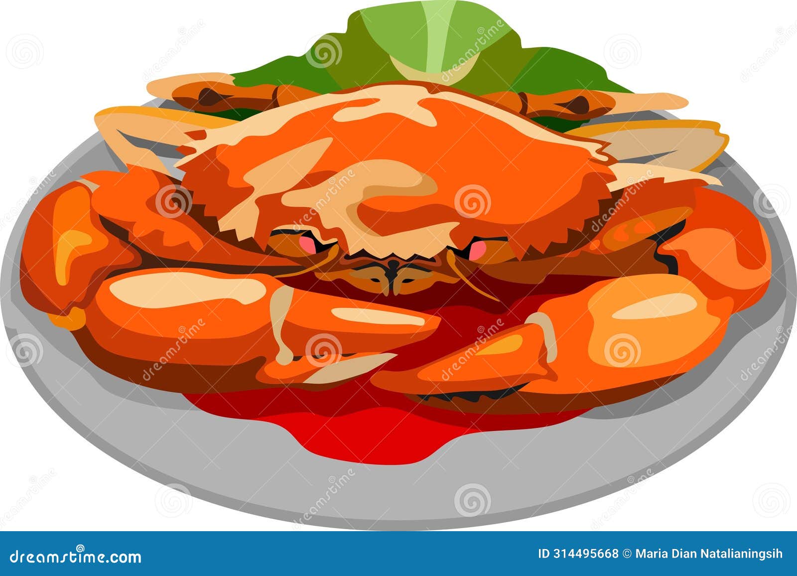Grilled Crab White Dish Food Vector Stock Vector - Illustration of ...