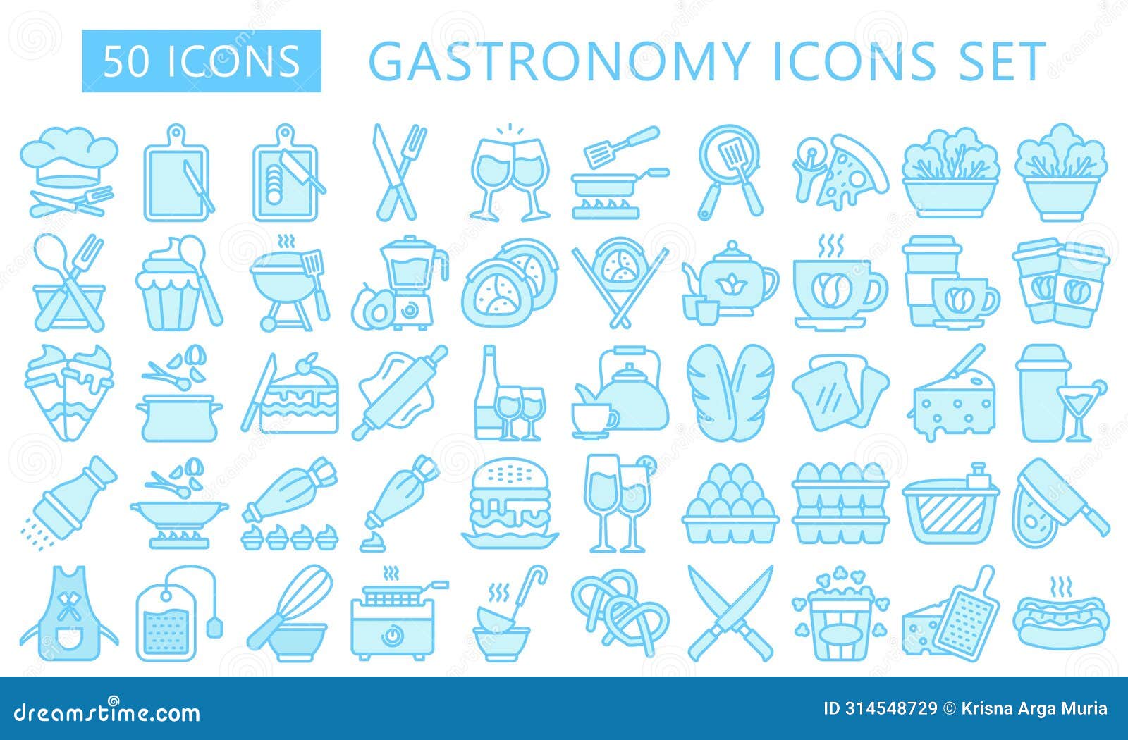 Gastronomy Blue Color Dual Tone Icon Pack Stock Vector - Illustration ...