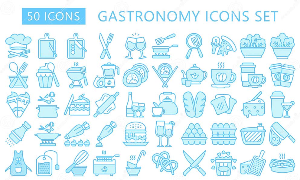 Gastronomy Blue Color Dual Tone Icon Pack Stock Vector - Illustration ...