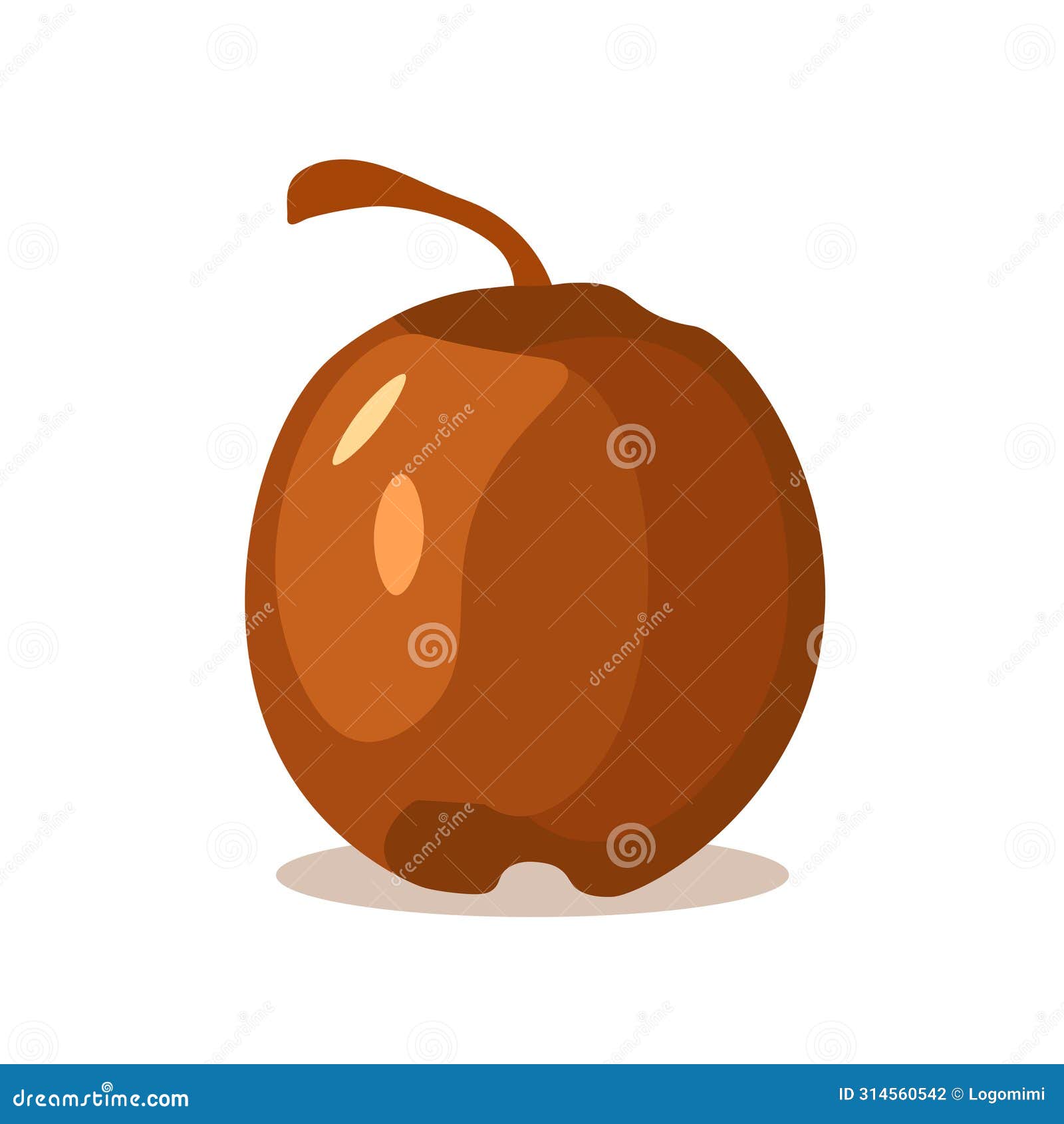 Whole Brown Coconut Fruit Icon Vector Illustration, Kelapa Or Nyiur ...