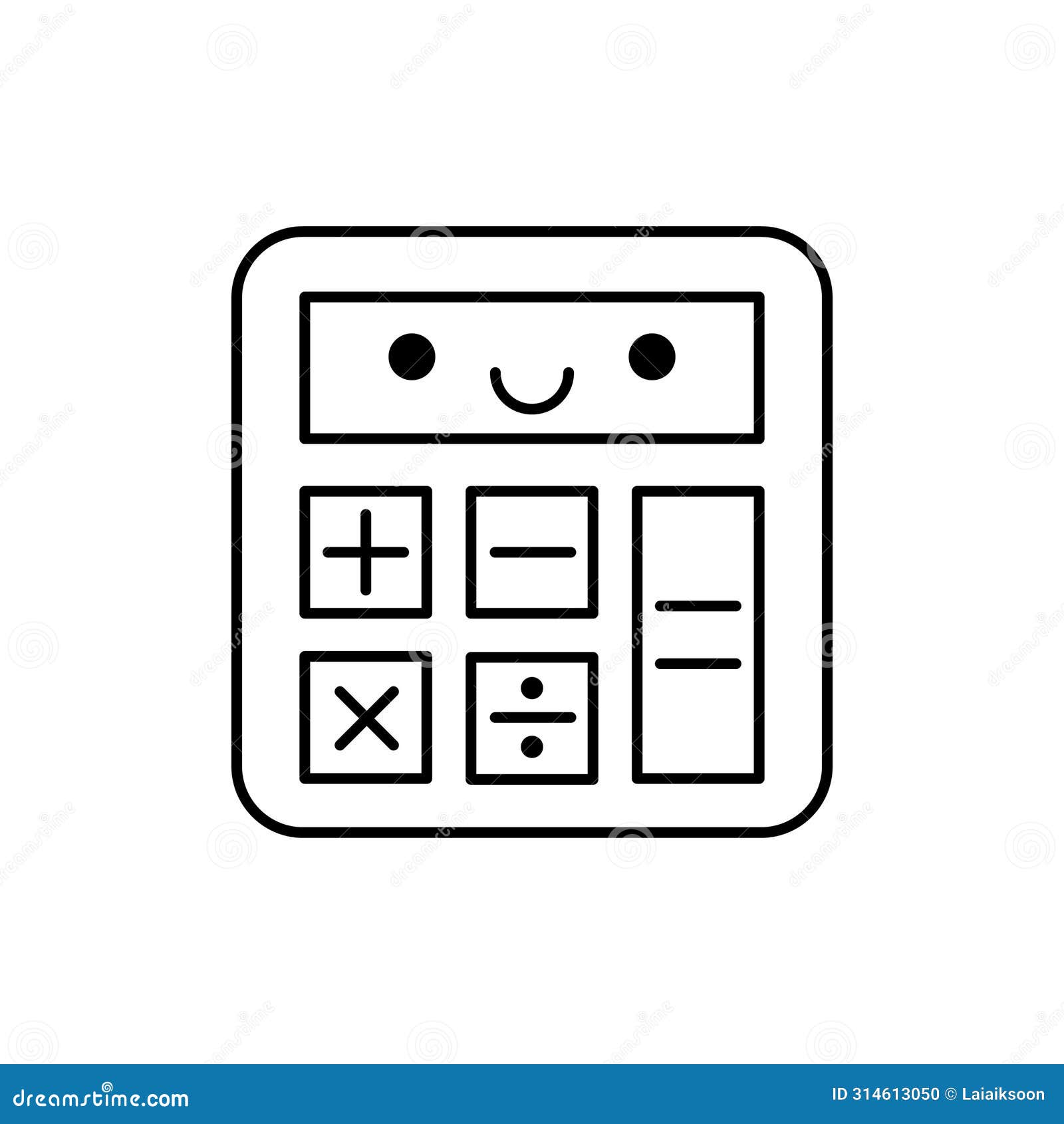 Cute Happy Smiling Electronic Calculator Character Line Icon Isolated ...