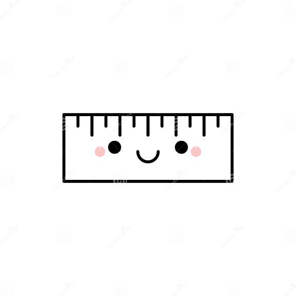 Cute Happy Smiling Ruler Character Line Icon Isolated on White ...