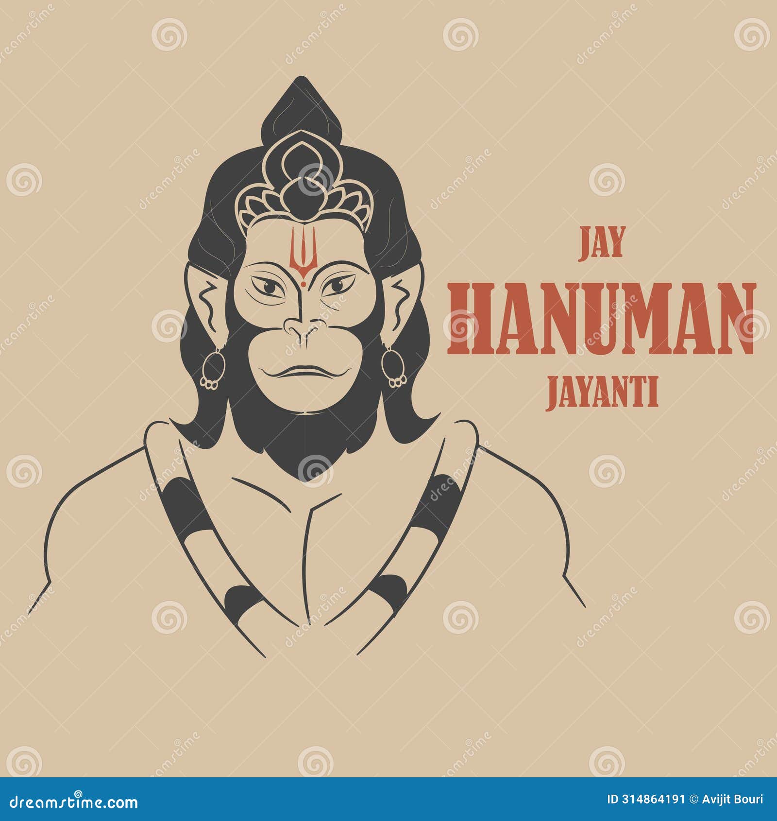 Hindu God Lord Hanuman Creative Face Vector Illustration. Stock Vector ...