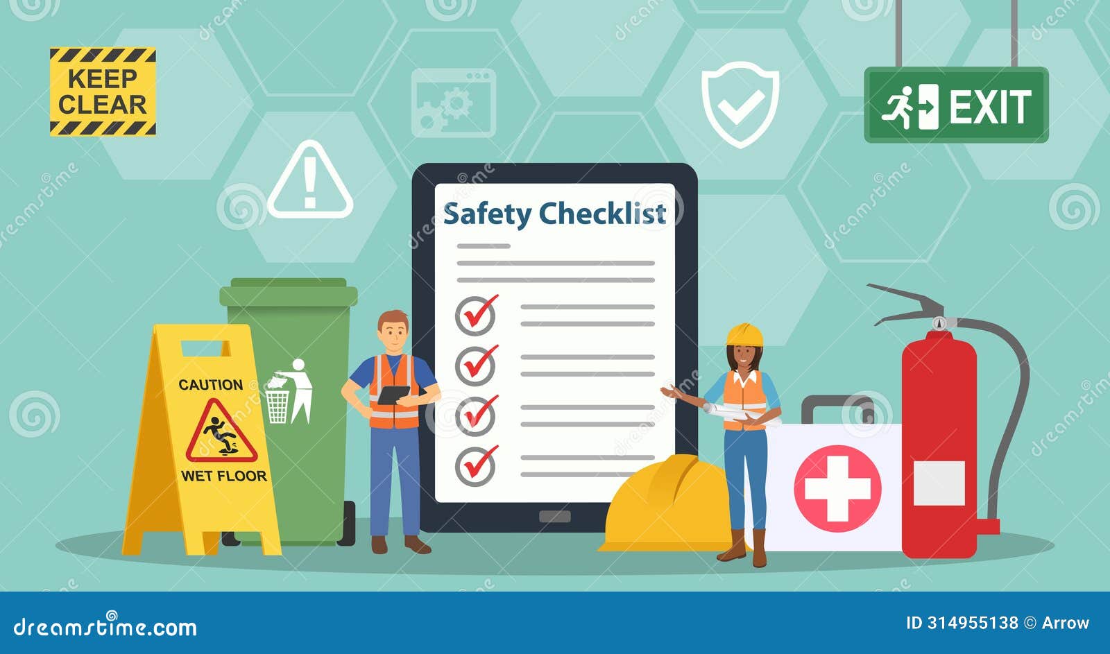 Occupational Safety Checklist Background. Stock Illustration ...